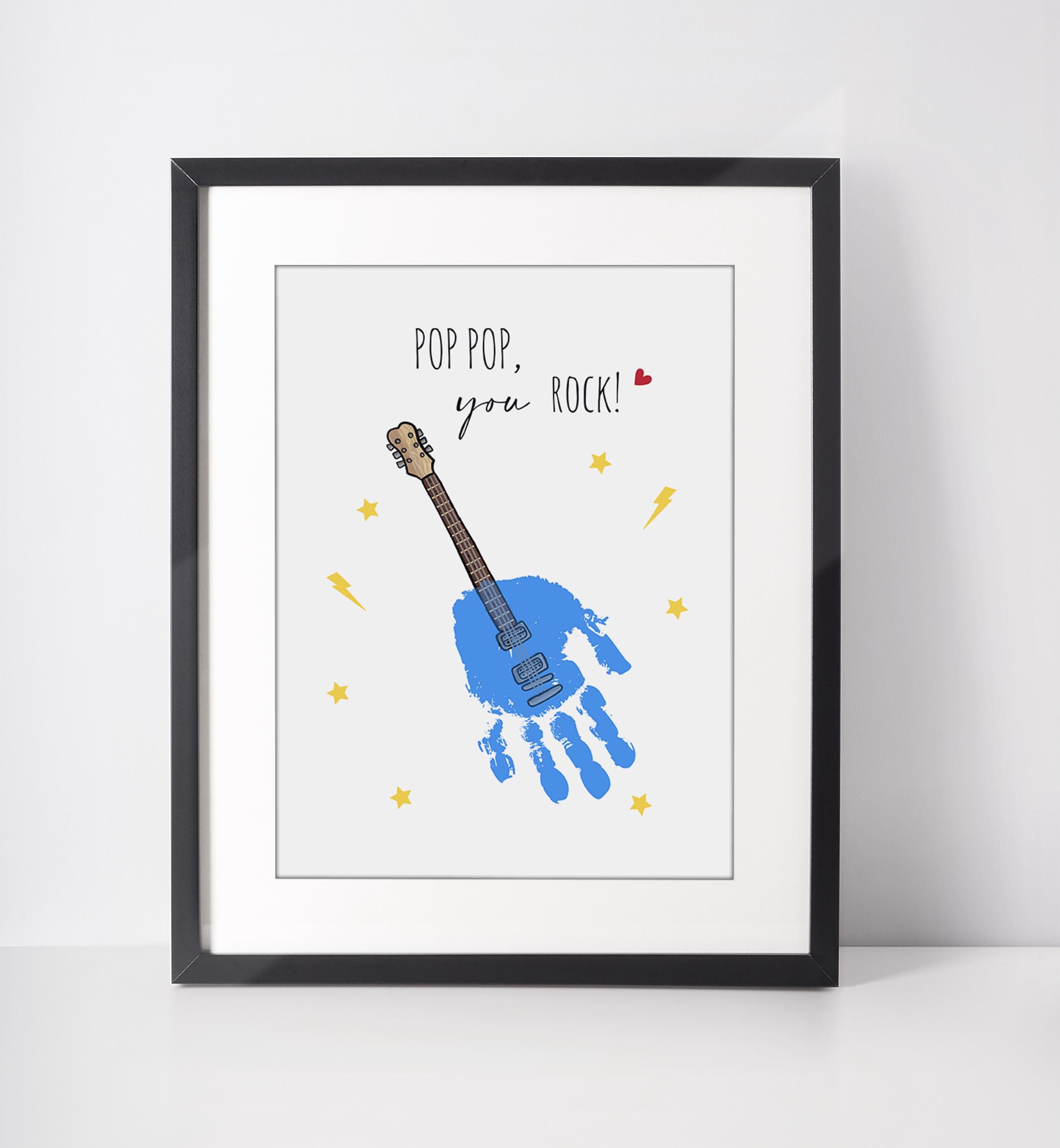 Handprint Art Craft Kids, Pop Pop You Rock, Father's Day Birthday, Kids ...