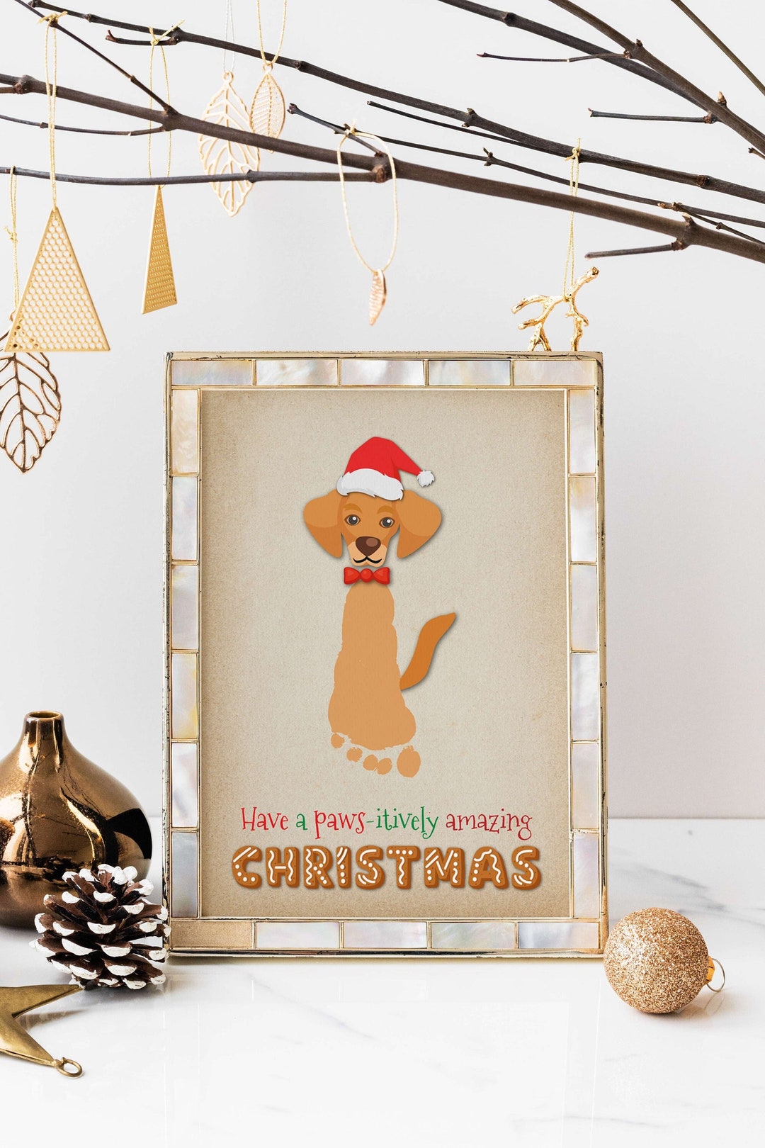 Golden Retriever Dog Baby Footprint for Christmas, Christmas Handprint ...