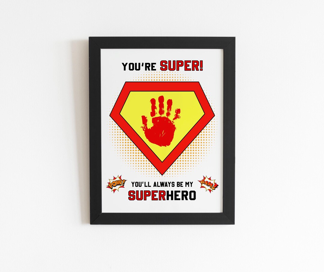 Fathers Day Superhero Handprint Footprint Art Craft, Fathers Day Gift ...