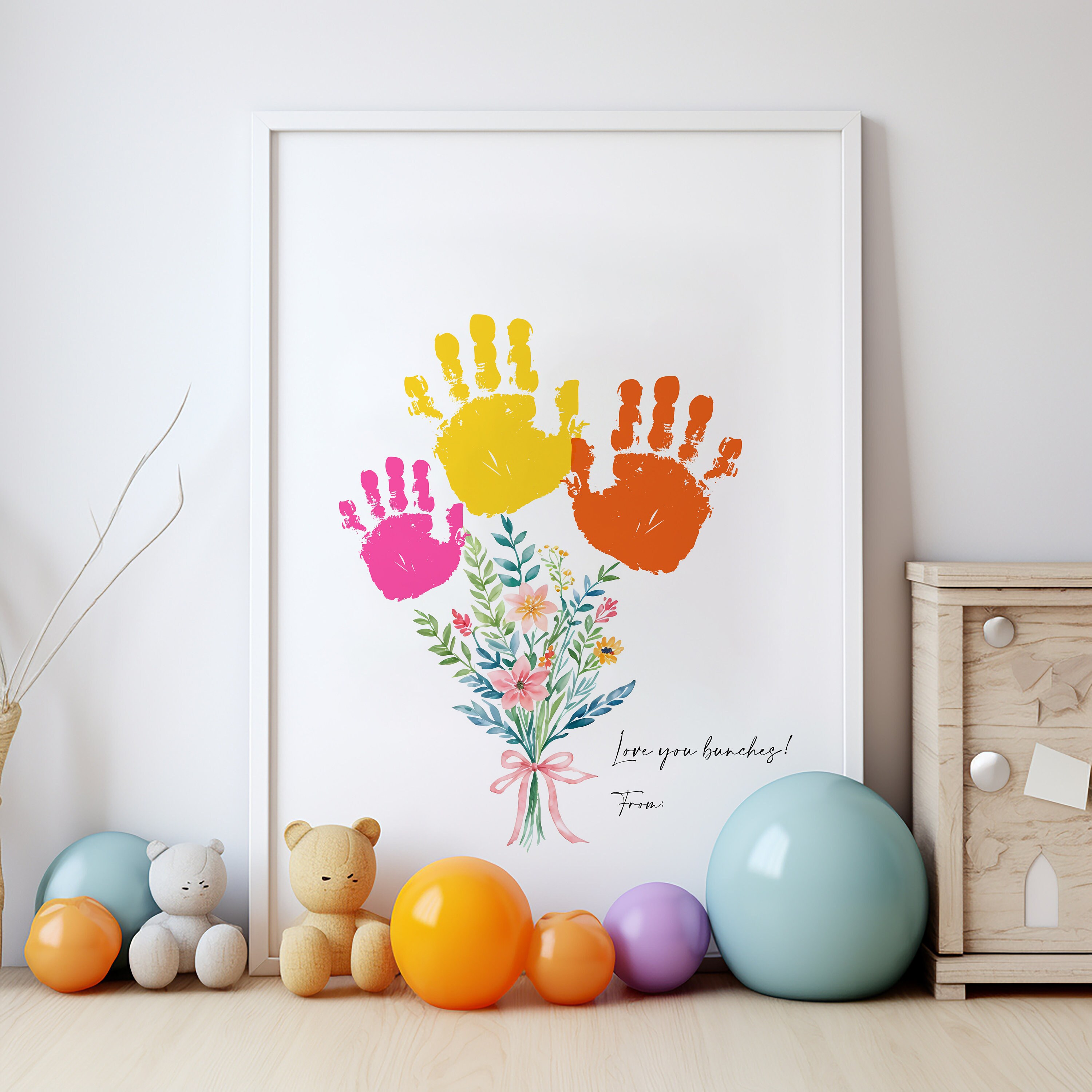 Happy Birthday Card Flower Handprint Valentine Keepsake Mothers Day ...