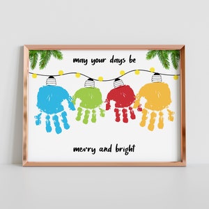 Christmas Lights Handprint Art Craft, Christmas Handprint Craft, DIY ...