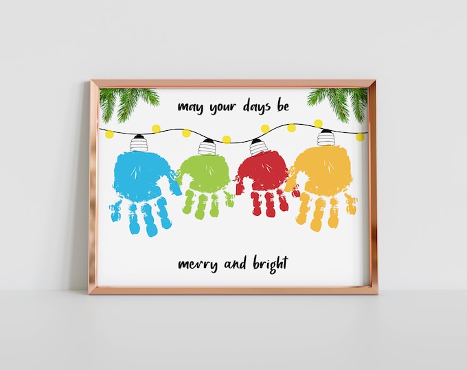 Christmas Lights Handprint Art Craft, Christmas Handprint Craft, DIY ...