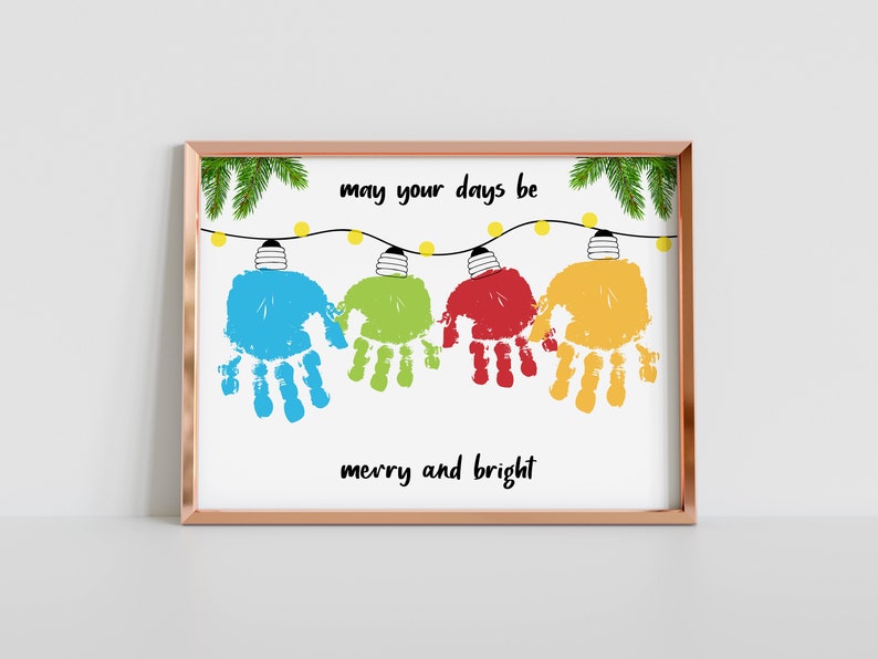 Christmas Lights Handprint Art Craft, Christmas Handprint Craft, DIY ...