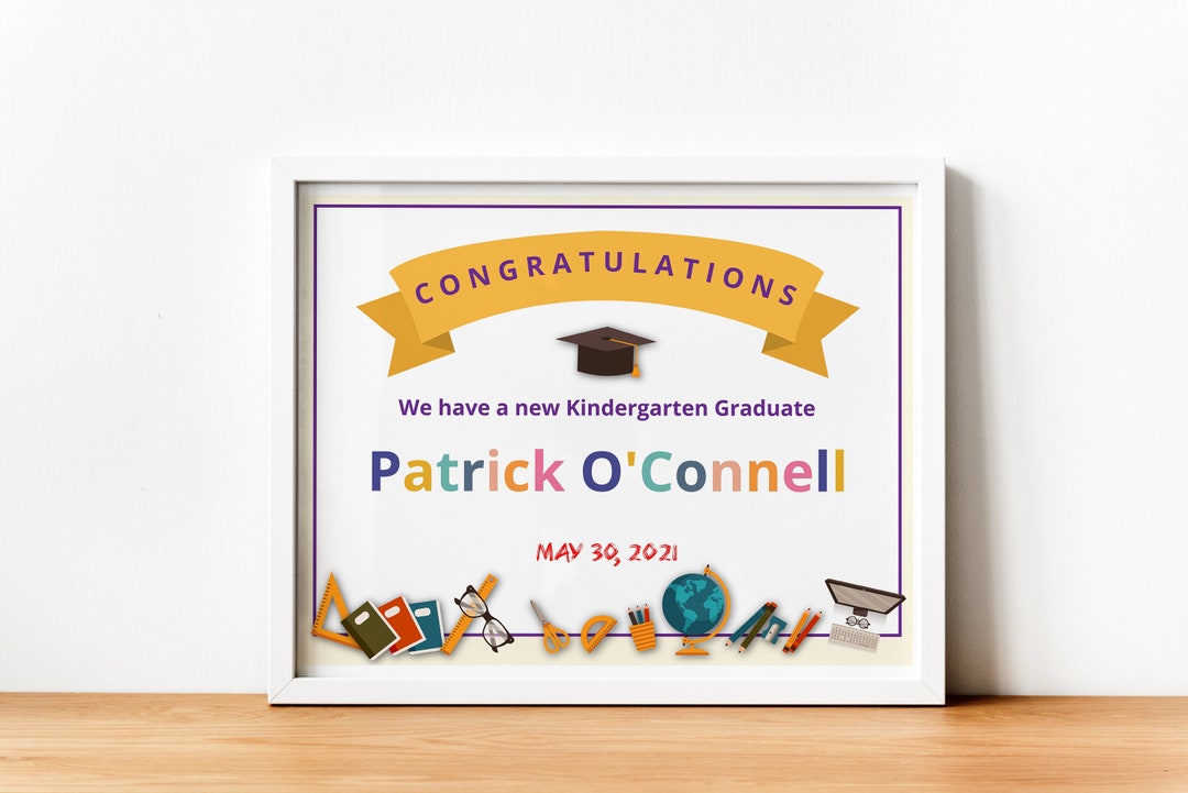 Editable Preschool Kindergarten Graduation Sign Printables, Online ...