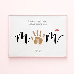 Mothers Day Art Print Handprint Love Keepsake Floral Bouquet Mom ...