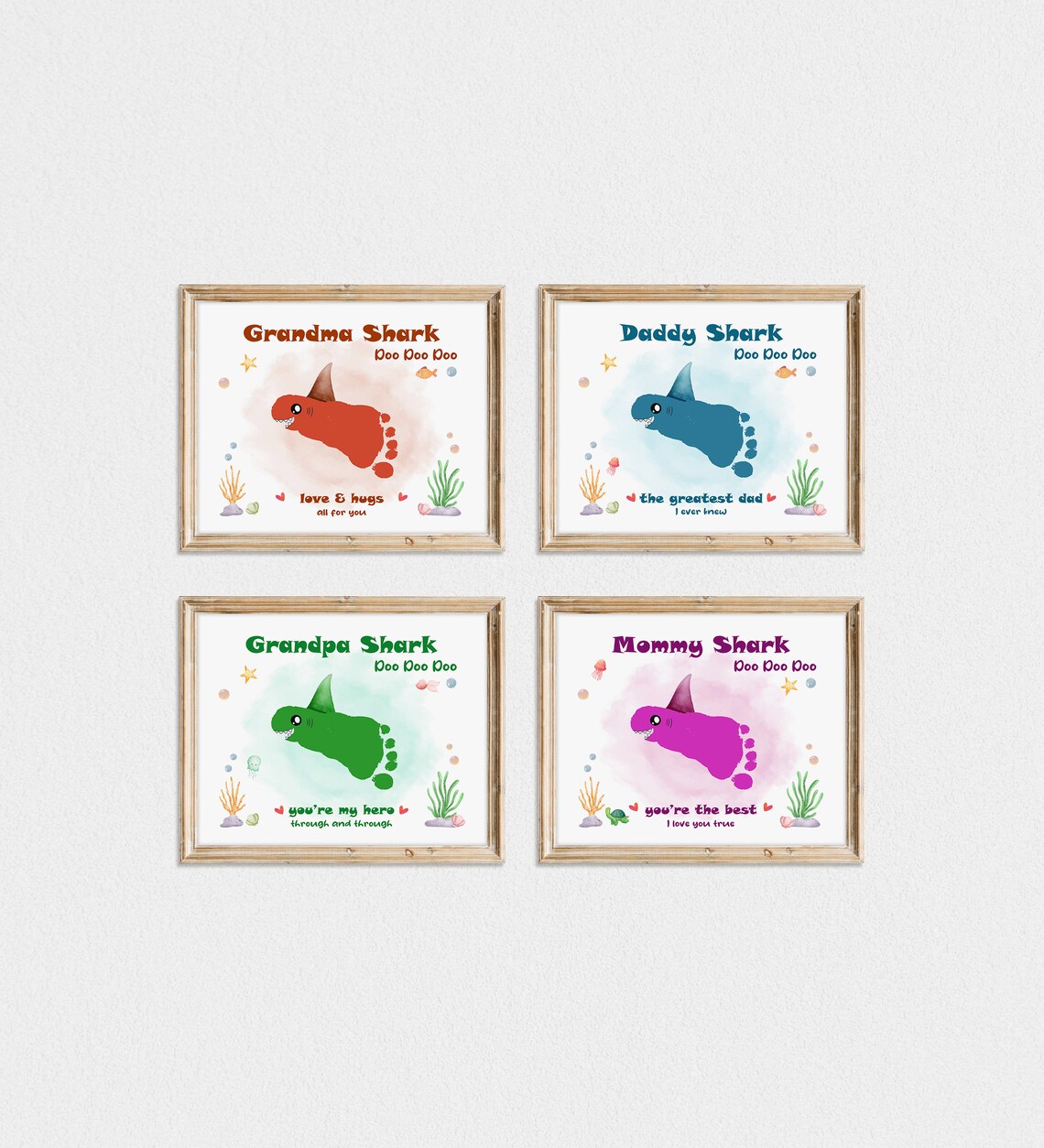 Grandpa Shark Handprint Footprint Art Craft, Kids DIY Gift for ...