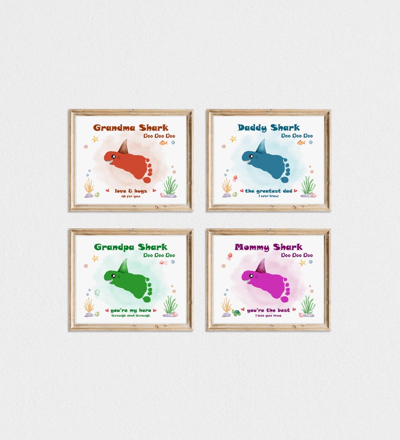 Grandpa Shark Handprint Footprint Art Craft, Kids DIY Gift for ...