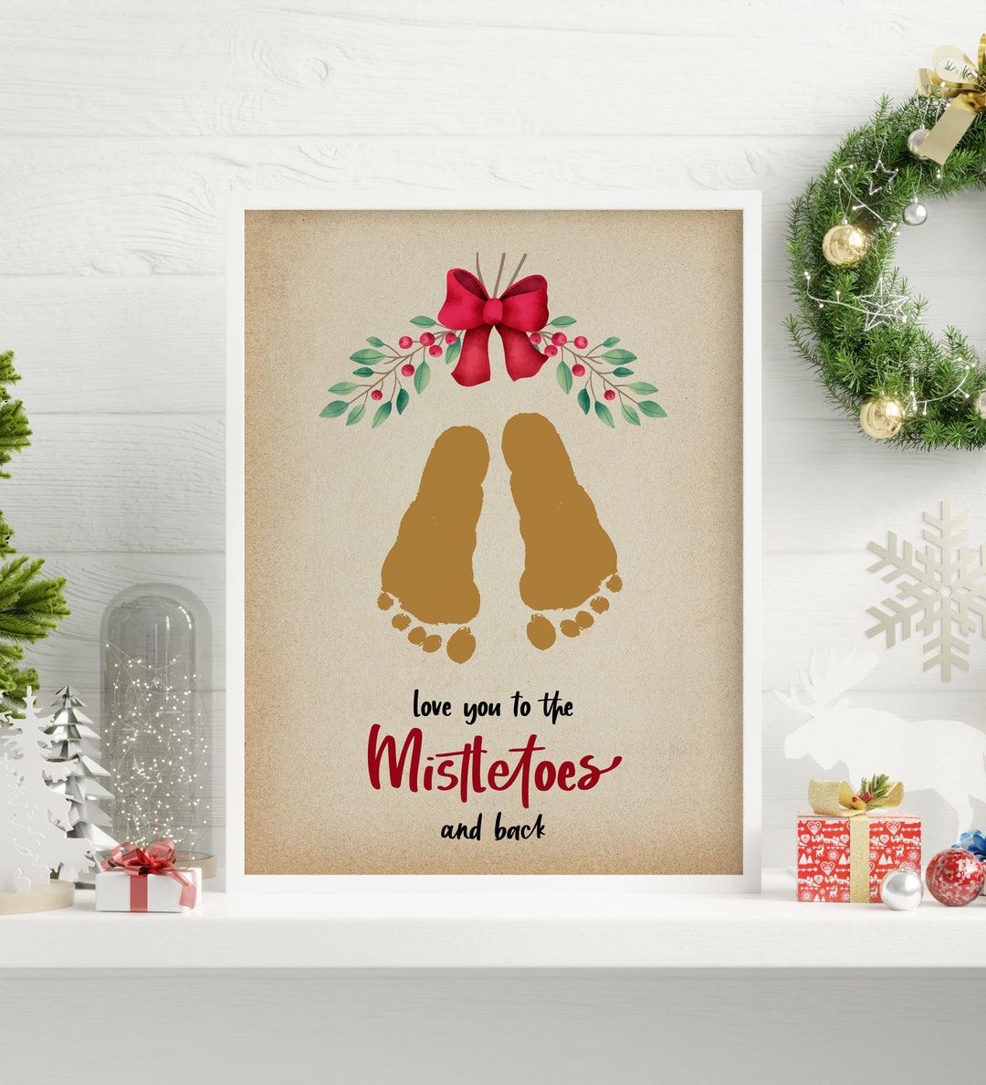 Christmas Handprint Footprint Craft Mistletoes, Printable Christmas ...
