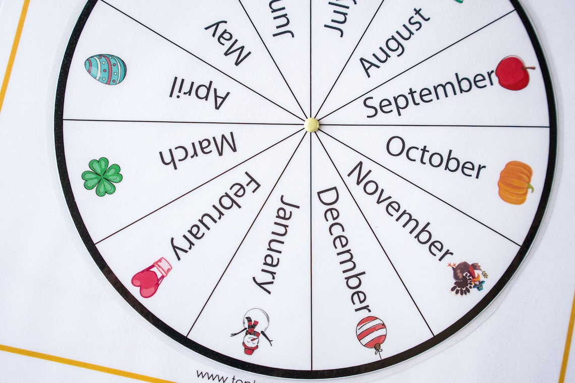 Days of the Week Month Year Printable Wheel for Pre-school | Etsy