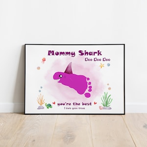 Mommy Shark Handprint Footprint Art Craft, Kids DIY Gift for Mum ...