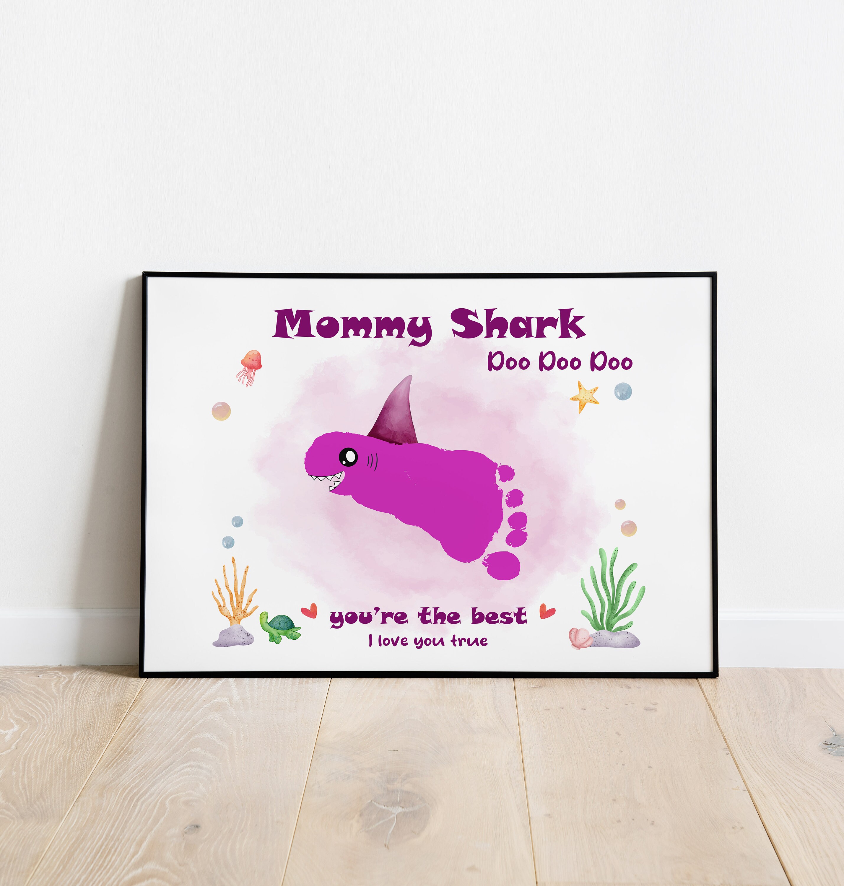 Mommy Shark Handprint Footprint Art Craft, Kids DIY Gift for Mum ...