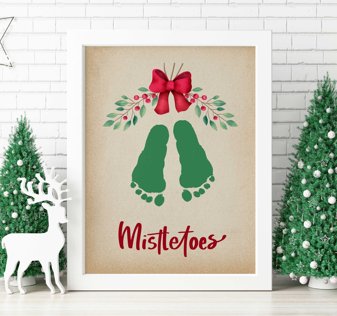 Mistletoes Footprint Art Printable Christmas Toddler - Etsy