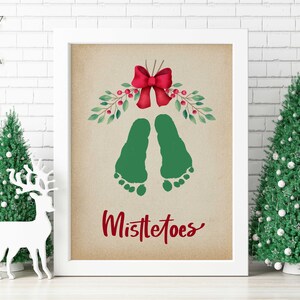 Mistletoes Footprint Art Printable, Christmas Toddler Activity, Toddler ...