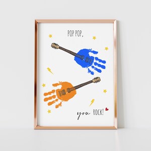 Handprint Art Craft Kids, Pop Pop You Rock, Father's Day Birthday, Kids ...