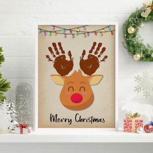 Reindeer Christmas Handprint Art, Footprint Art, Daycare Activities ...