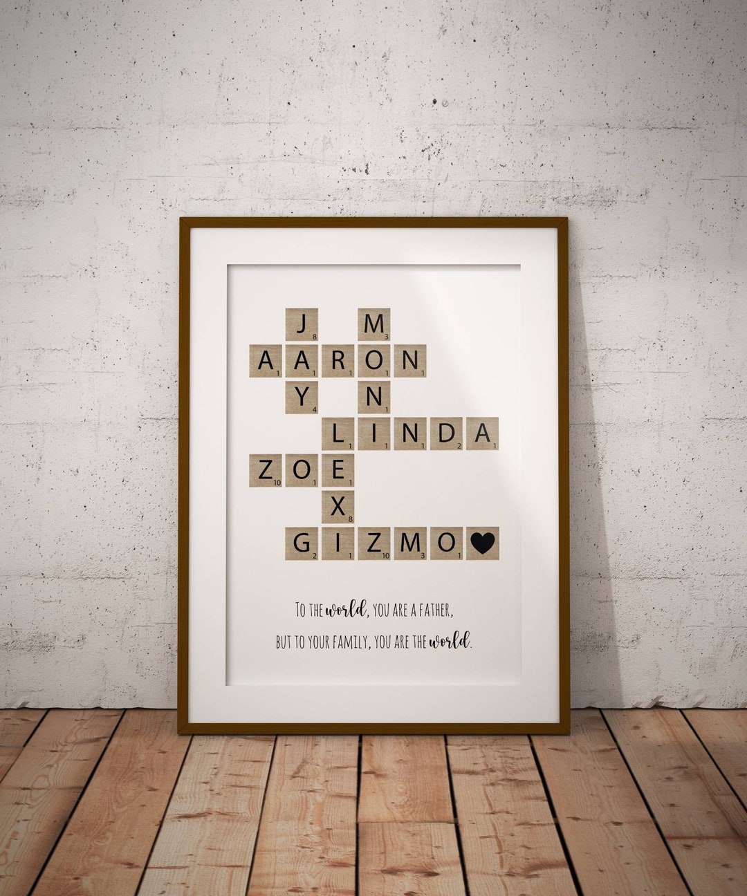 Personalized Family Name Sign, Crossword Scrabble Print, Father's Day ...