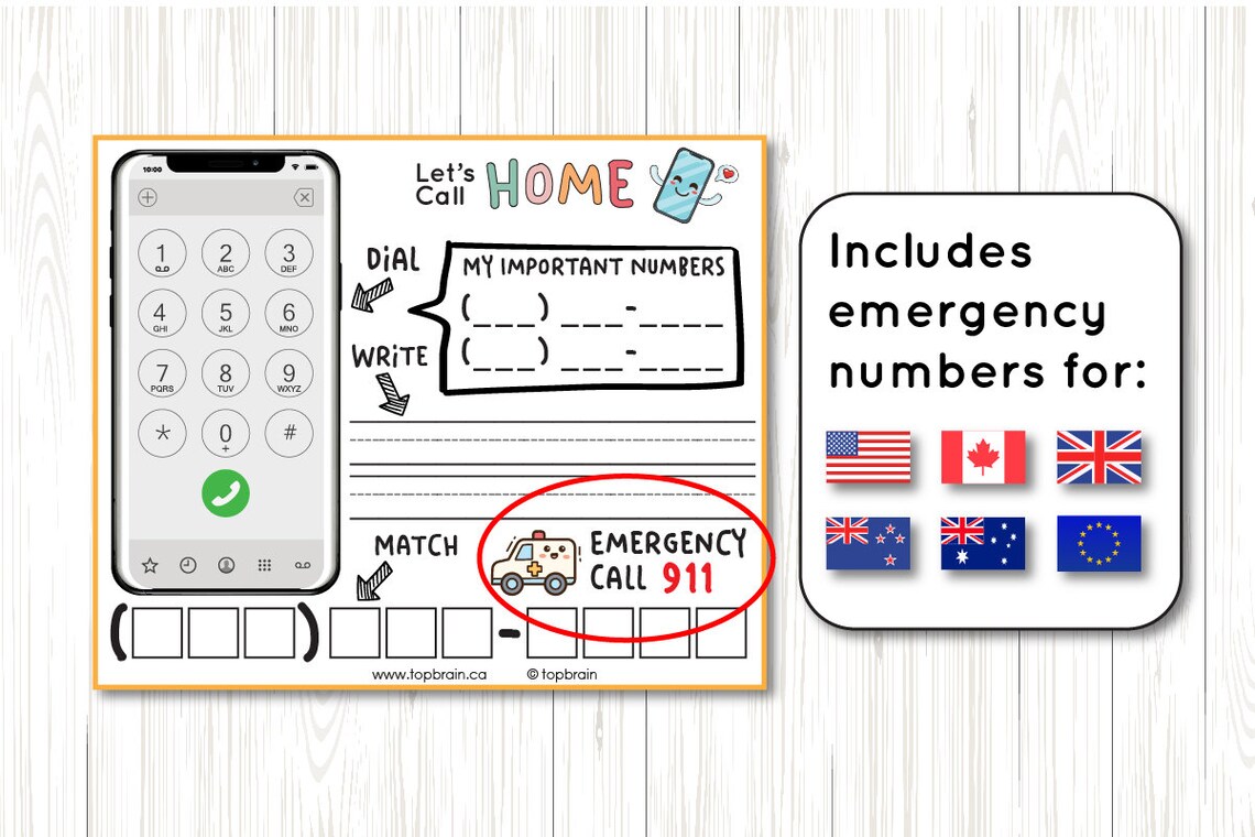 Kids Phone Number Practice Printable Kids Life Skills | Etsy