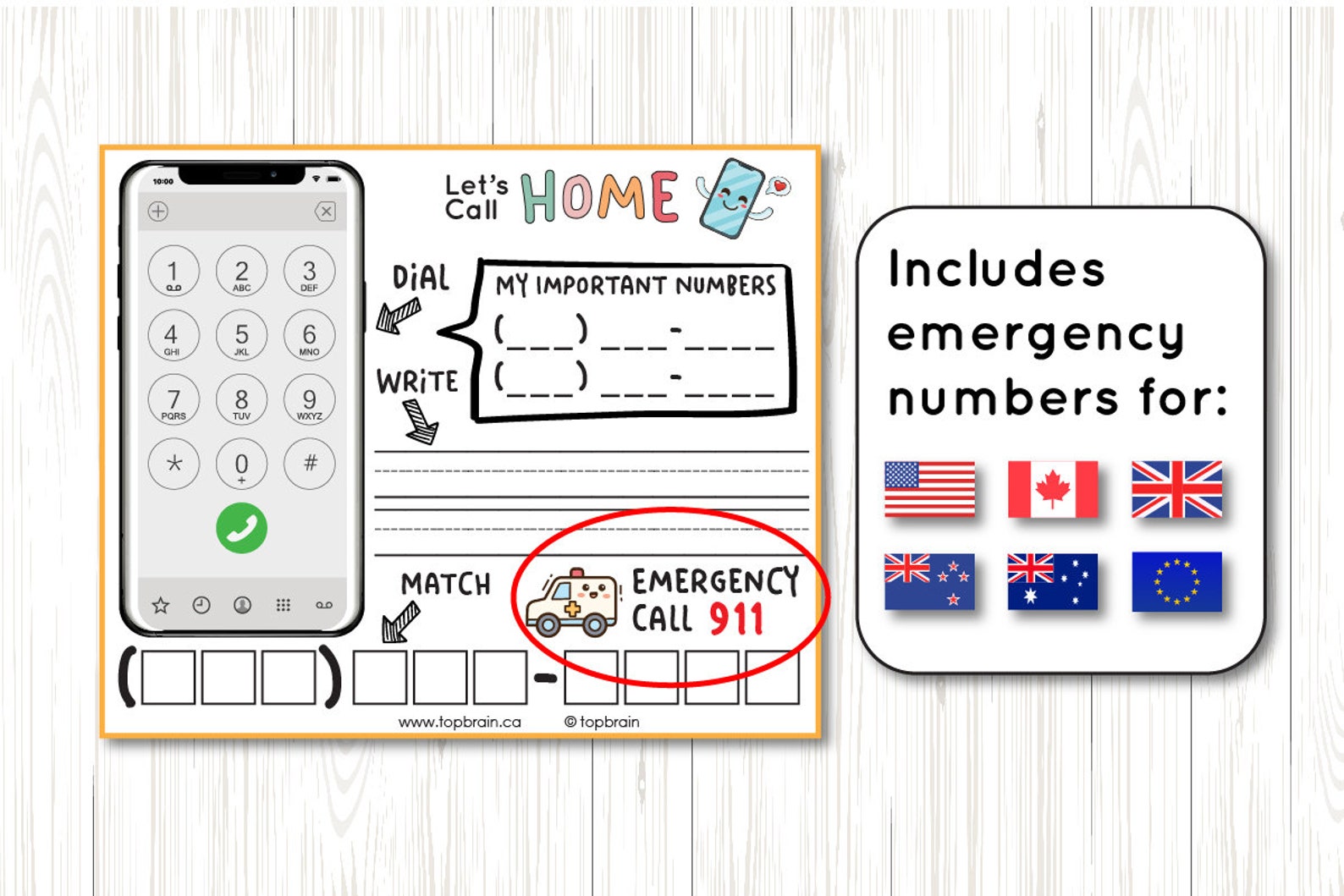 Kids Phone Number Practice Printable Kids Life Skills | Etsy