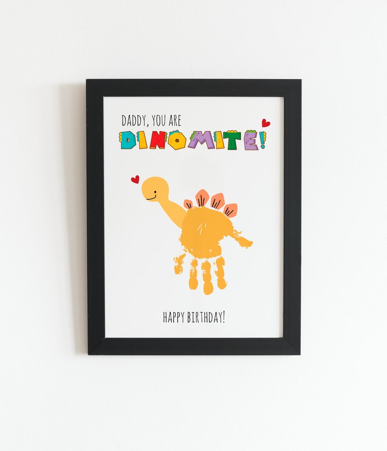 Dad Birthday Dinosaur Handprint Art Craft, Kids Back to School ...