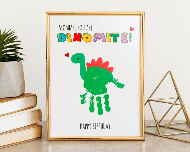 Mom Birthday Dinosaur Handprint Art Craft, Kids Back to School Gift ...