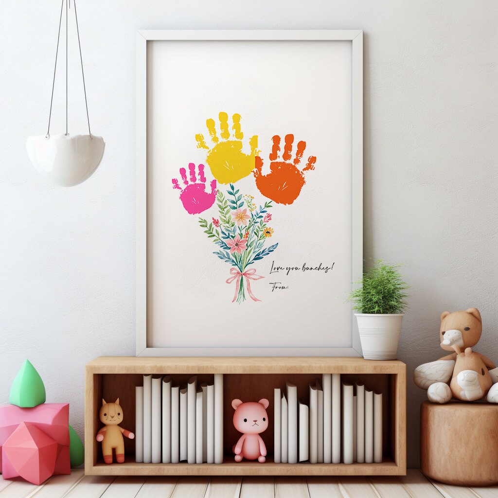 Happy Birthday Card Flower Handprint Valentine Keepsake Mothers Day ...