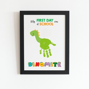 First Day of School Dinosaur Handprint Art Craft, Back to School ...