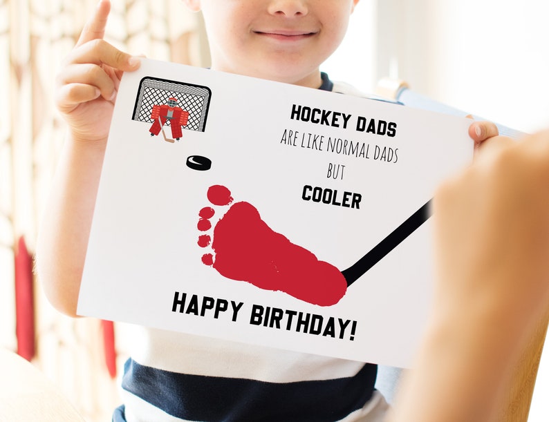 Hockey Dad Birthday Handprint Footprint Art Craft, Father's Day Gift ...