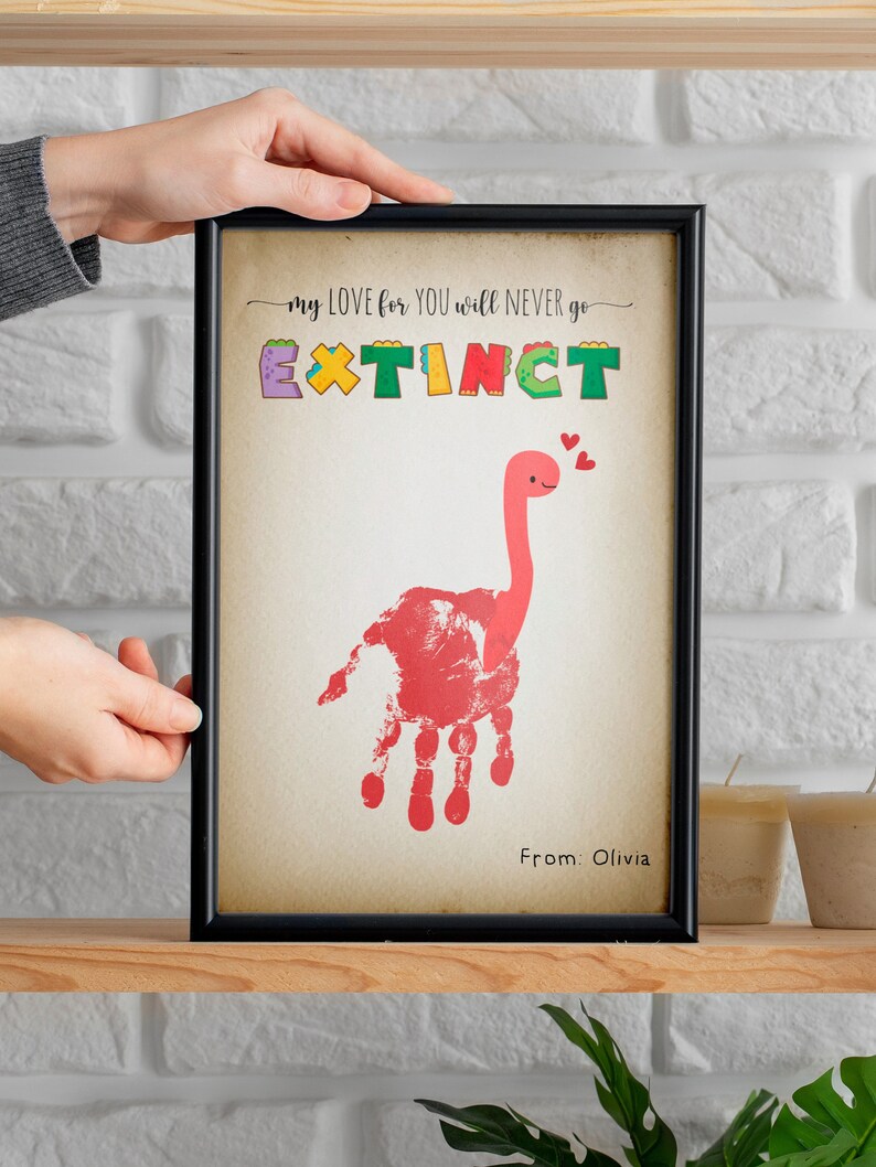 Dinosaur Handprint Art Craft, Mom Dad Happy Birthday Gift, Mother's Day ...