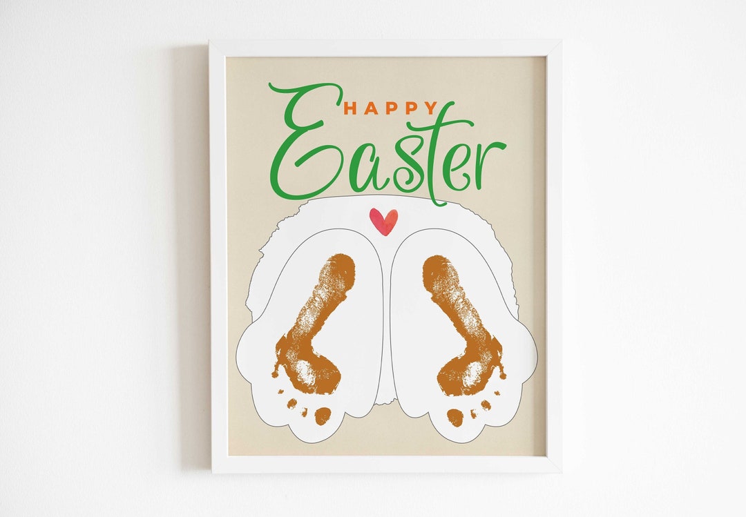 Bunny Feet Easter Handprint Footprint Art Craft, Easter Gift, DIY Baby ...