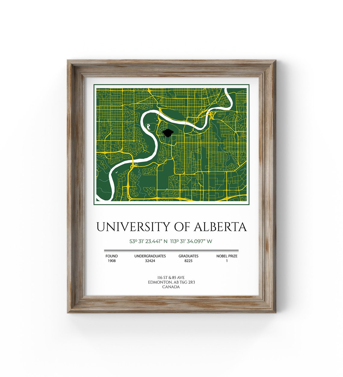 University of Alberta Map Art Print, Graduation Gift - Etsy