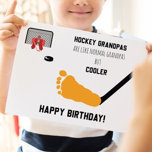Hockey Grandpa Birthday Handprint Footprint Art Craft, DIY Baby Kids ...