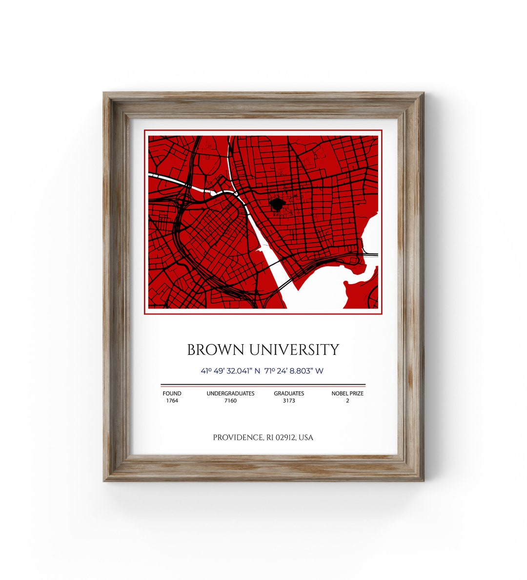 Brown University Map Print, University Graduation Gift, University ...