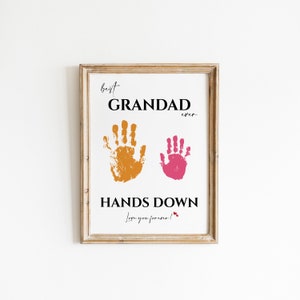 Best GRANDAD Ever Hands Down Handprint Art Craft, Gift for Grandpa ...