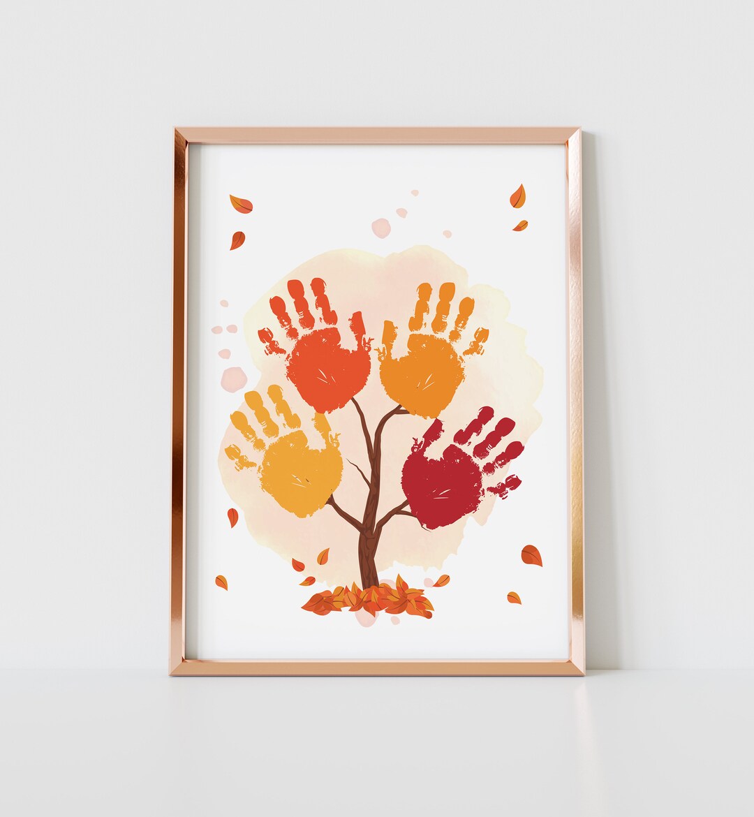 Autumn Tree Hanprint Fall Leaf Fingerprint Art Craft, Thanksgiving Gift ...