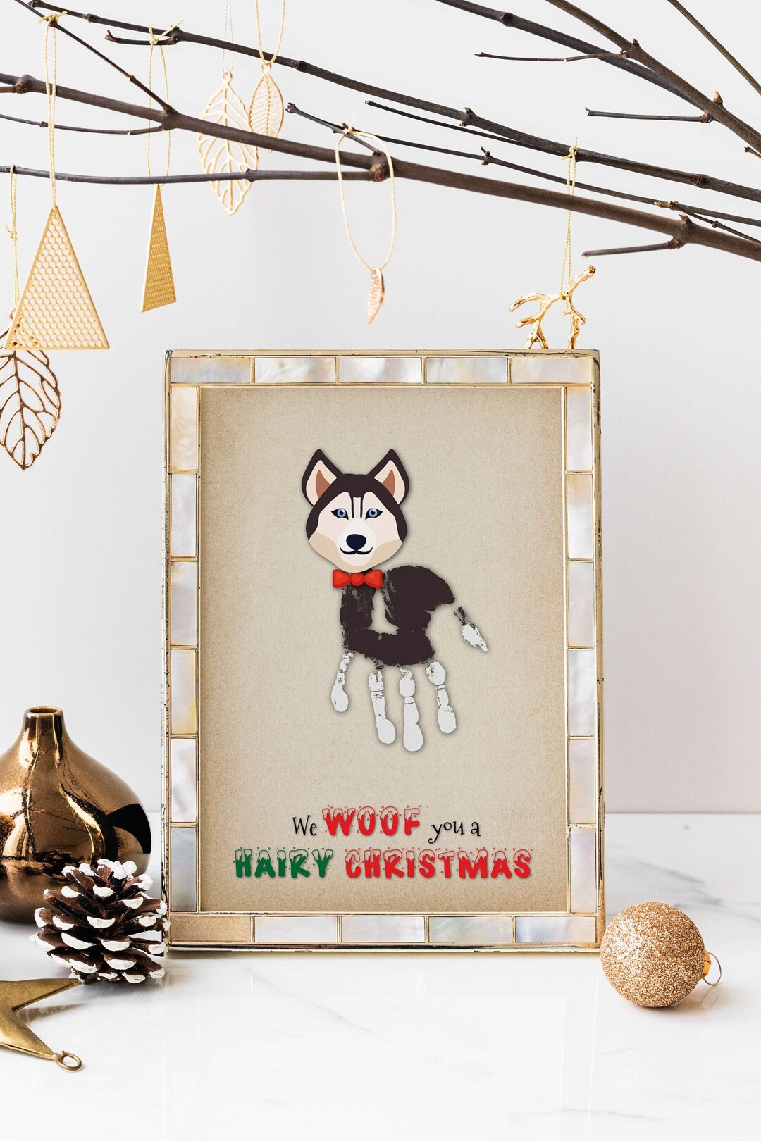 Husky Dog Kids Handprint Art for Christmas, Husky Dog Baby Kids ...