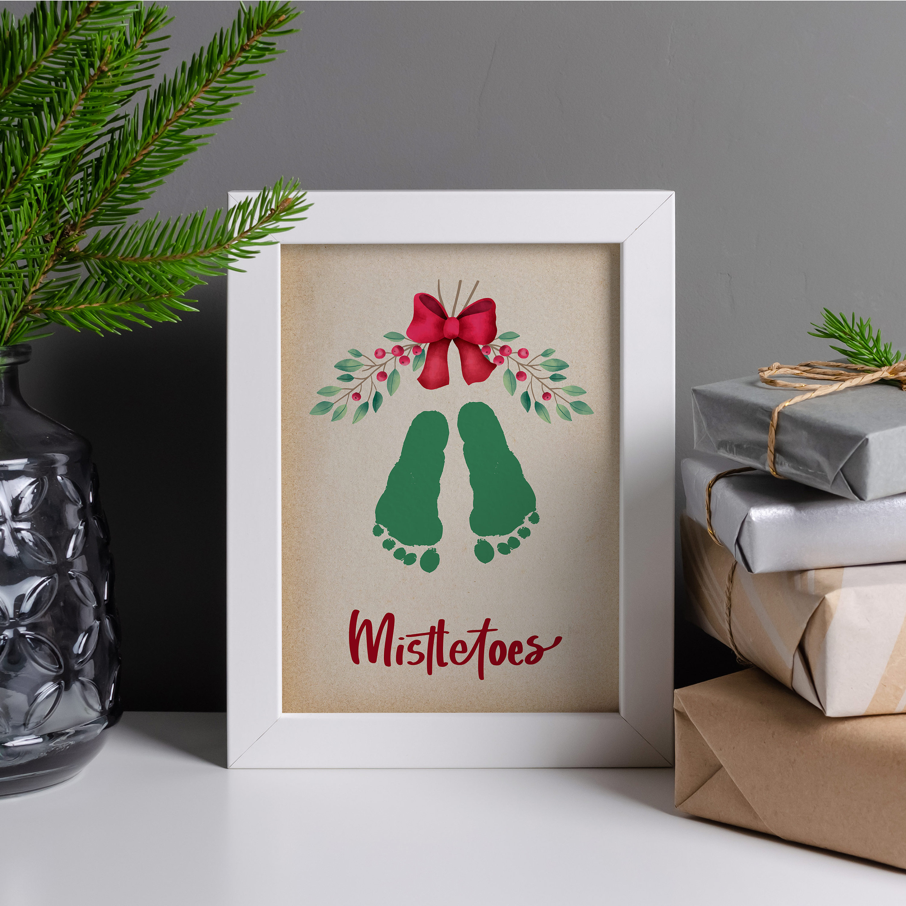 Mistletoes Footprint Art Printable Christmas Toddler - Etsy