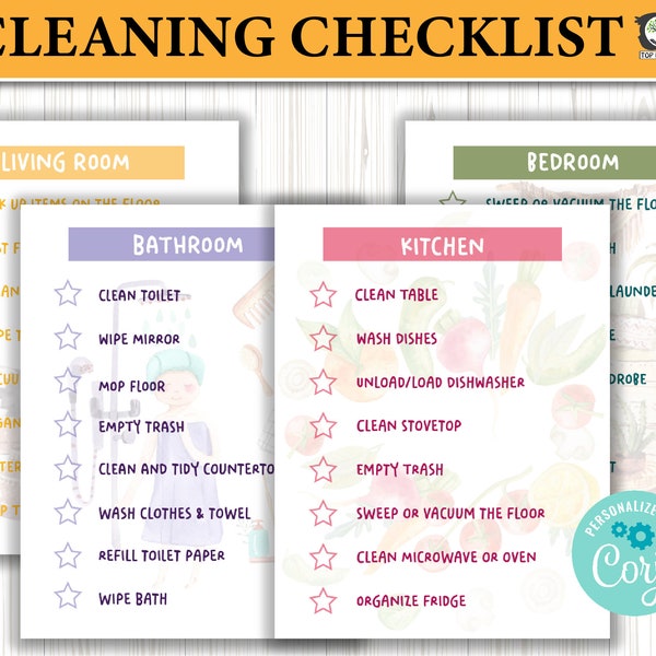 Kitchen Cleaning Chart - Etsy