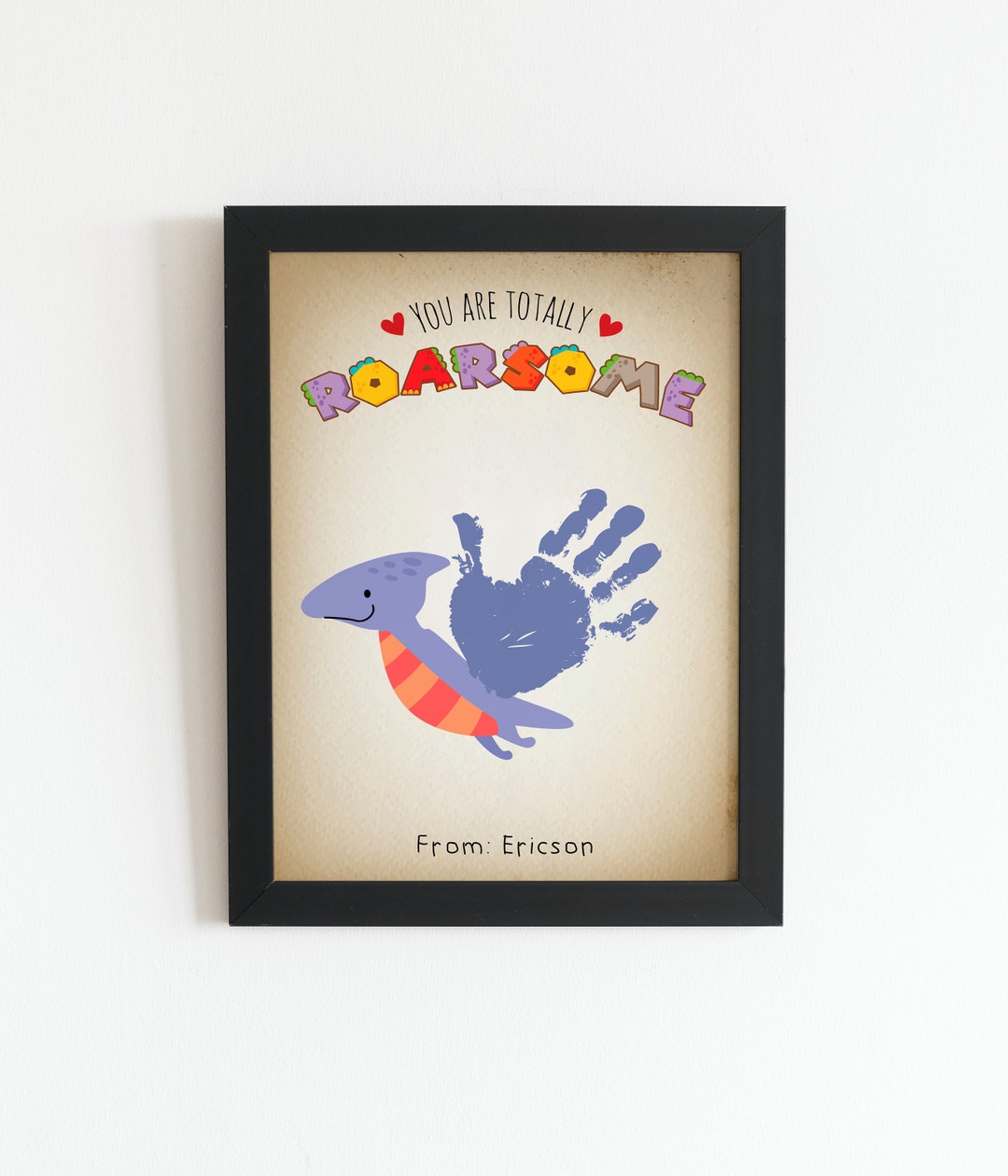 ROARSOME Dinosaur Handprint Art Craft, Mom Dad Birthday Gift, Mother's ...