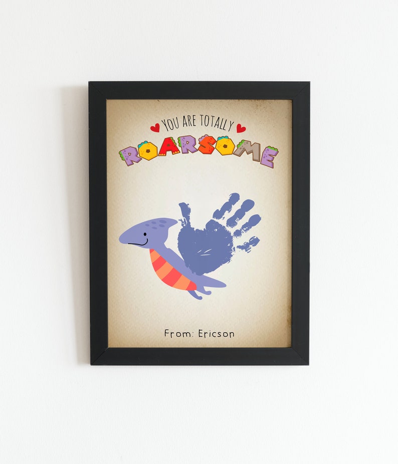 ROARSOME Dinosaur Handprint Art Craft Mom Dad Birthday Gift - Etsy
