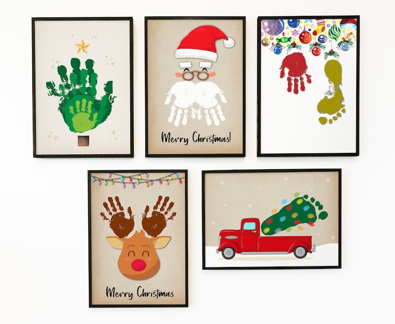 Christmas Handprint Footprint Art Craft Bundle, Christmas Gift for ...