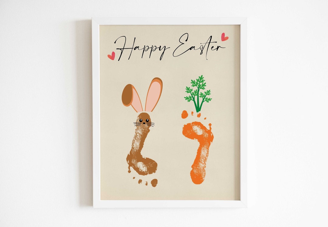 Bunny Carrot Easter Handprint Footprint Art Craft, Easter Gift, DIY ...