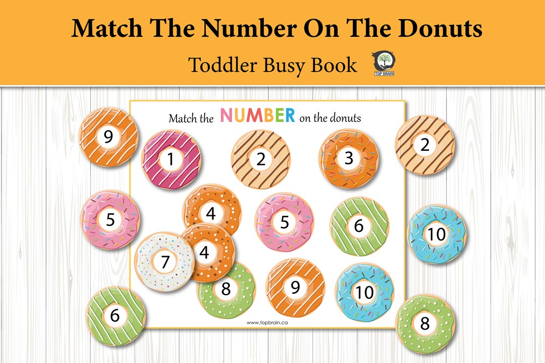 Match Numbers on the Donuts Printable, Toddler Activities, Toddler Busy ...