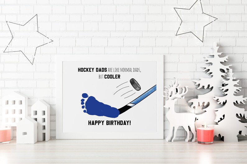 Hockey Dad Birthday Handprint Footprint Art Craft DIY Baby - Etsy