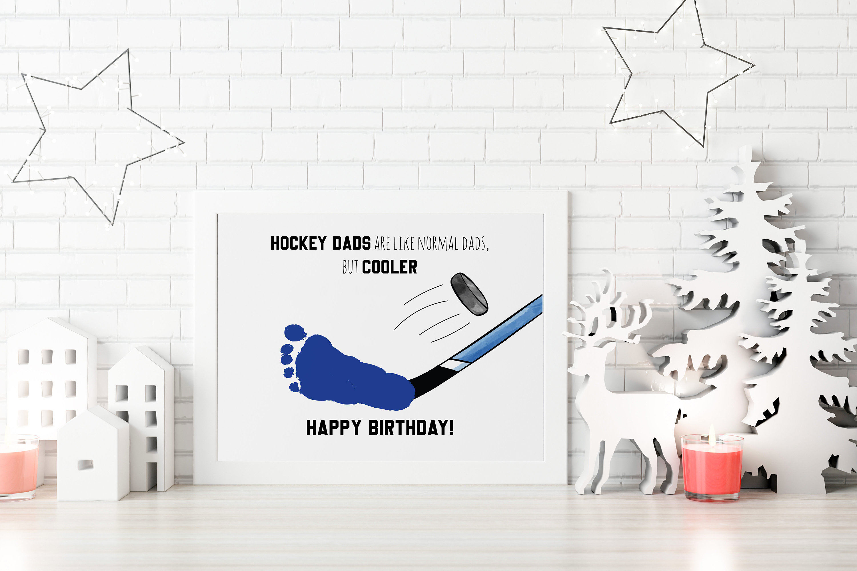 Hockey Dad Birthday Handprint Footprint Art Craft DIY Baby - Etsy