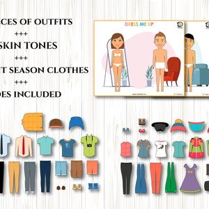 Kids Activity Dress up for 4 Seasons Paper Doll Printable, Toddler ...