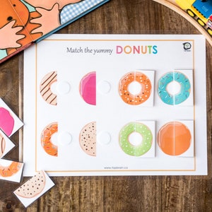Donut Pattern Match Busy Book Printable, Toddler Busy Binder, Preschool ...