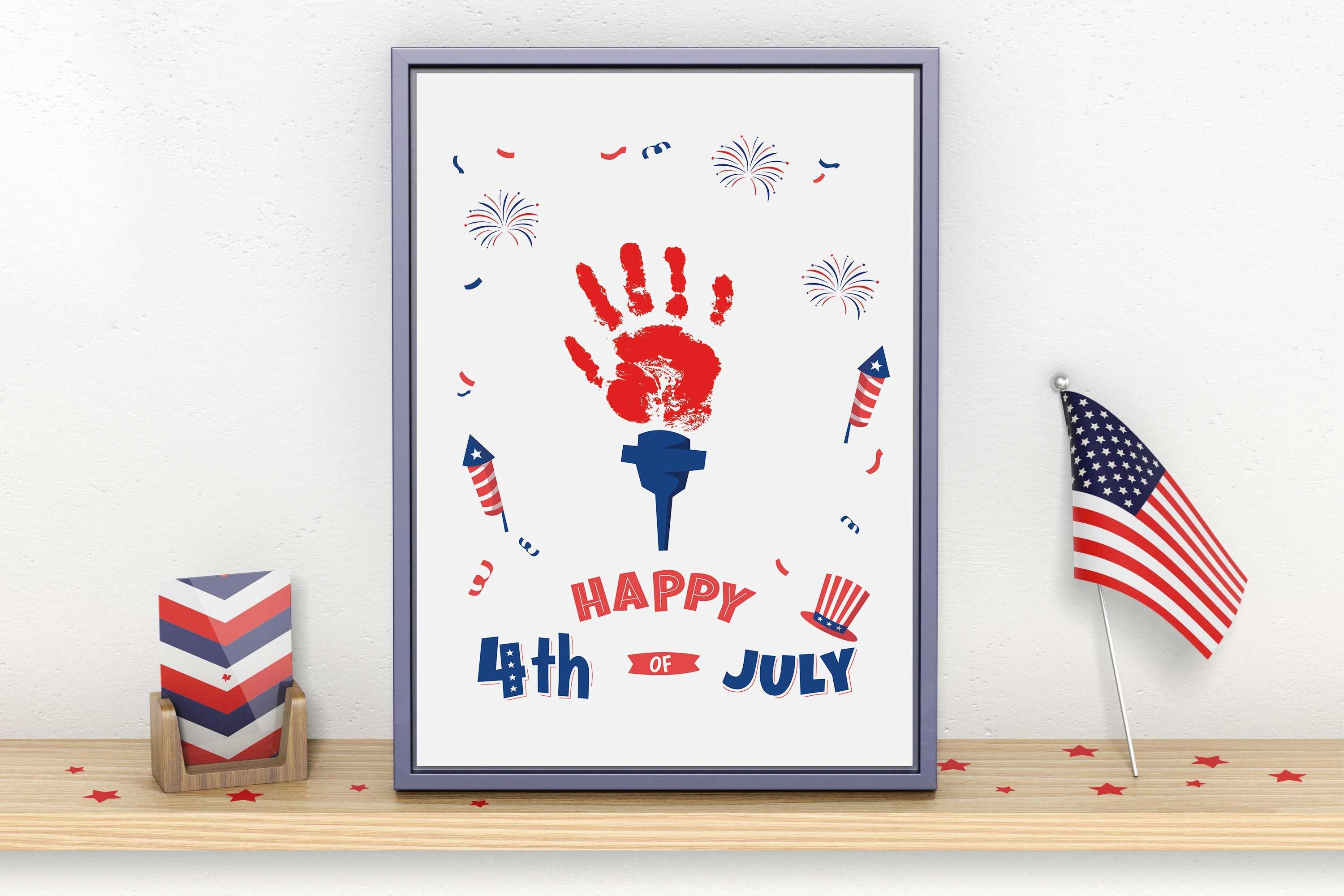 4th of July Independence Day Handprint Footprint Art Craft, USA Flag ...