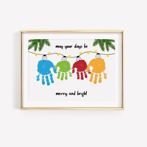 Christmas Lights Handprint Art Craft, Christmas Handprint Craft, DIY ...