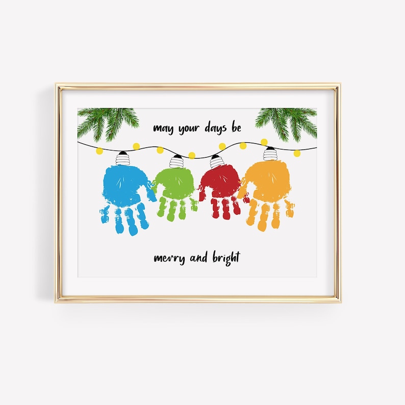 Christmas Lights Handprint Art Craft, Christmas Handprint Craft, DIY ...