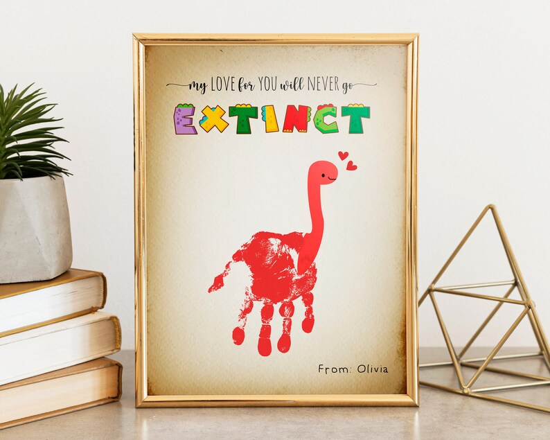Dinosaur Handprint Art Craft Mom Dad Happy Birthday Gift - Etsy